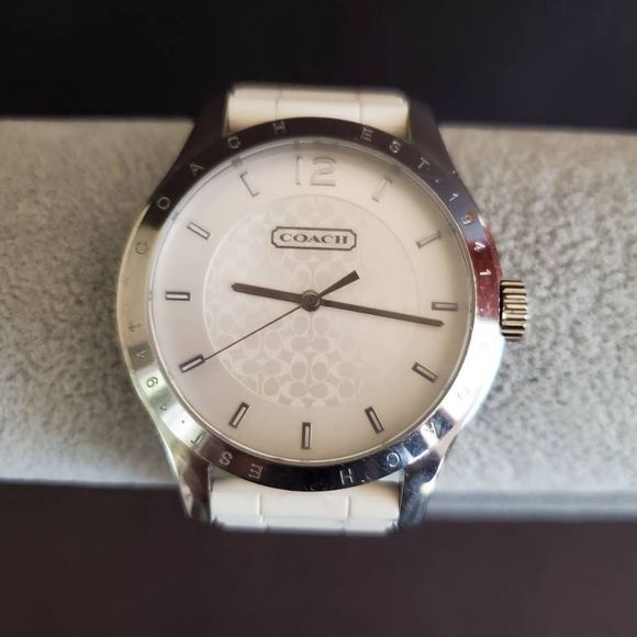 Coach | Accessories | Coach Maddy Watchwith 4mm Silver Face White ...